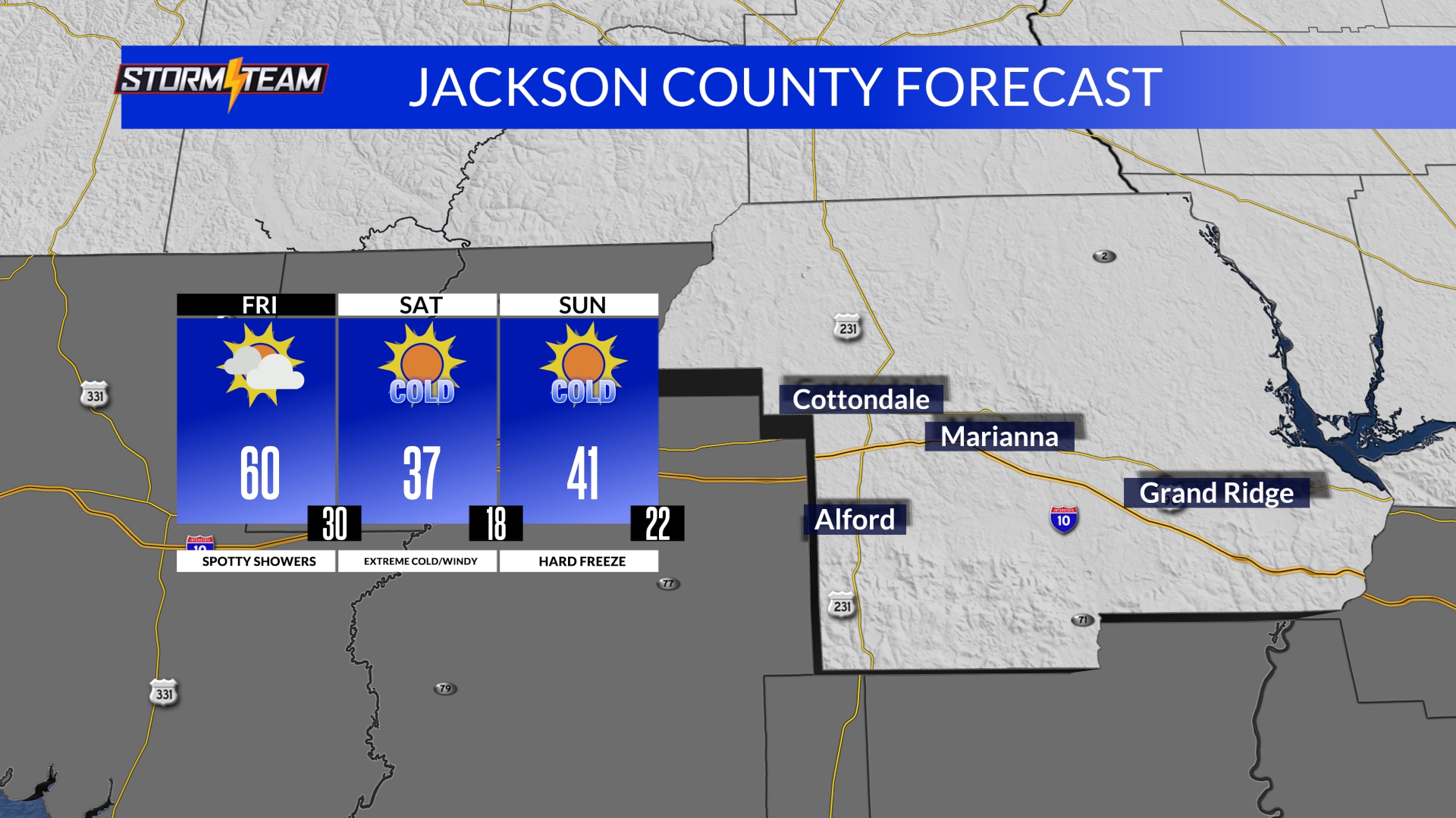 County by County Weather Forecast for Florida Panhandle