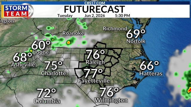 Raleigh, Durham snow tracking with Futurecast weather radar