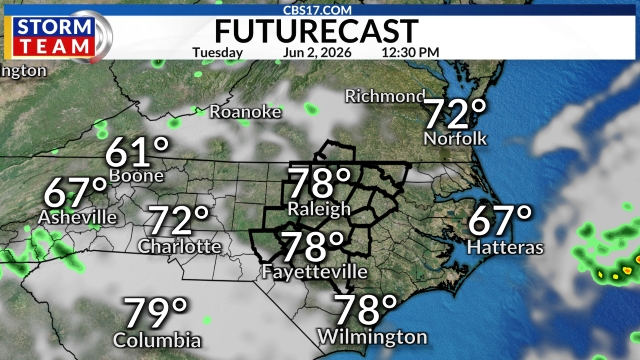 Raleigh, Durham snow tracking with Futurecast weather radar