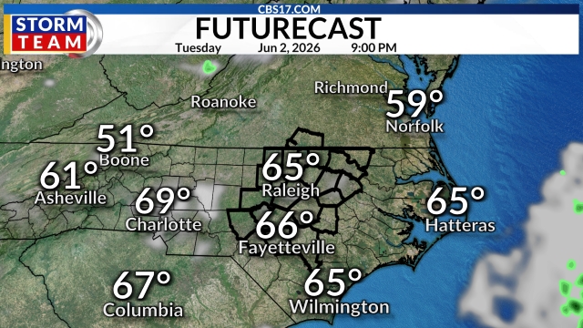 Raleigh, Durham snow tracking with Futurecast weather radar