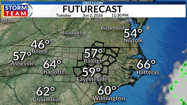 Raleigh, Durham snow tracking with Futurecast weather radar