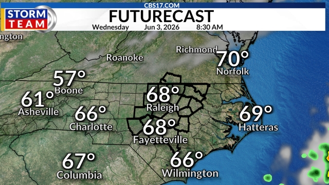 Raleigh, Durham snow tracking with Futurecast weather radar