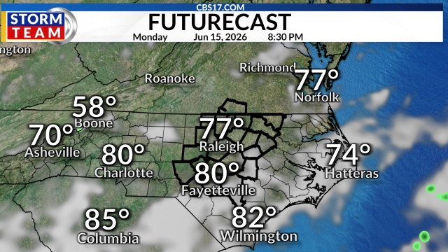 Raleigh, Durham snow tracking with Futurecast weather radar