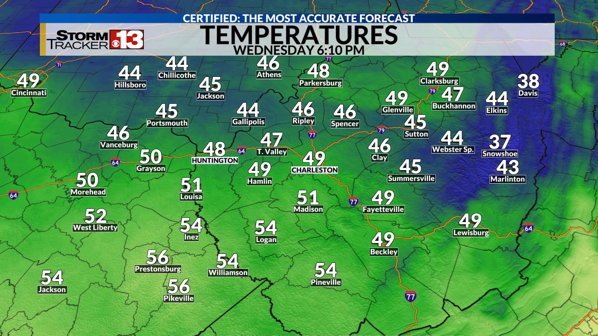Weather for West Virginia, Ohio and Kentucky