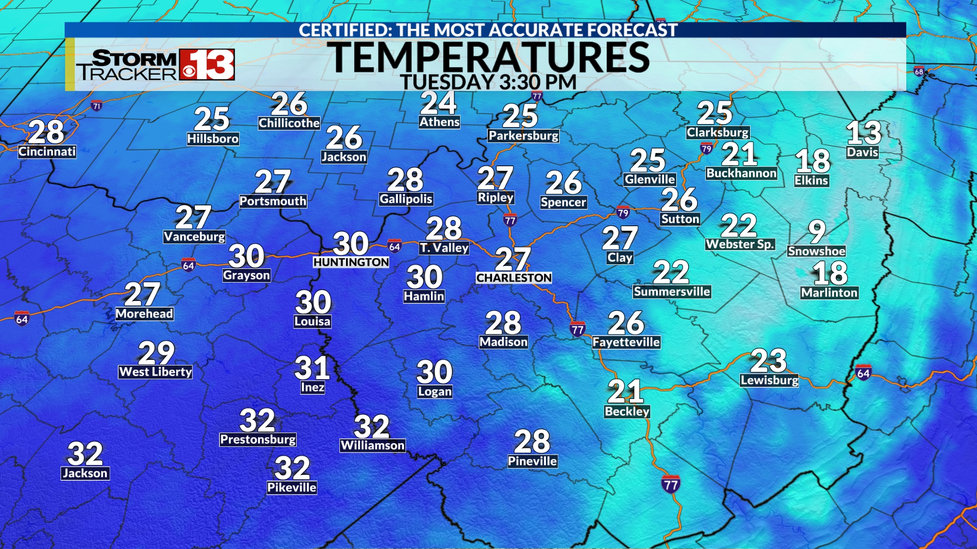 Interactive real-time weather radar for West Virginia, Ohio and Kentucky